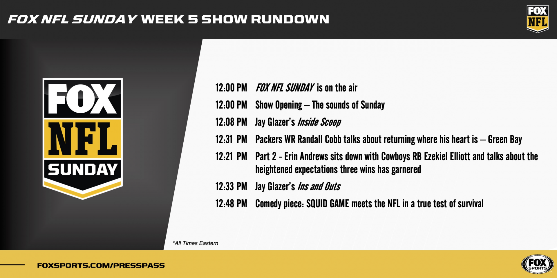 2021 FOX NFL Week 5 Studio Rundowns - Fox Sports Press Pass